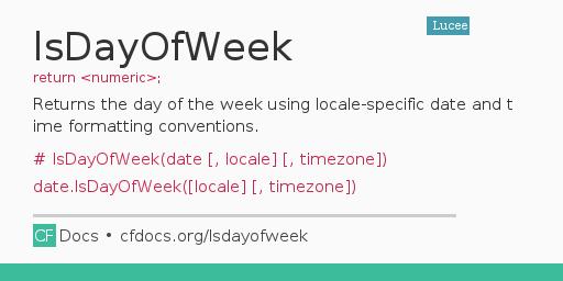 lsDayOfWeek CFML Documentation