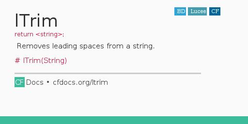 lTrim Code Examples and CFML Documentation