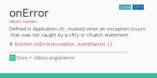 onError CFML Documentation
