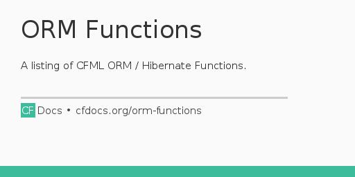 Orm Functions Cfml Documentation 