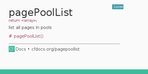 pagePoolList Code Examples and CFML Documentation