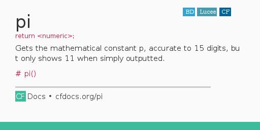 pi Code Examples and CFML Documentation