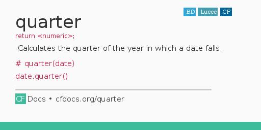 quarter Code Examples and CFML Documentation