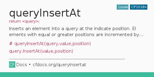 Queryinsertat Code Examples And Cfml Documentation 9689