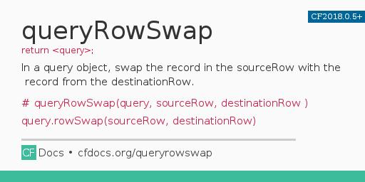 queryRowSwap Code Examples and CFML Documentation