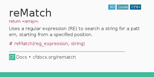 reMatch Code Examples and CFML Documentation