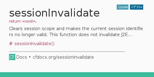 sessionInvalidate CFML Documentation