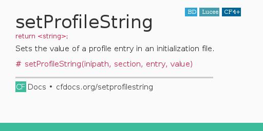 setProfileString CFML Documentation