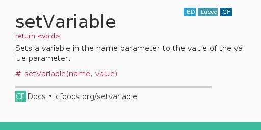 Setvariable Code Examples And Cfml Documentation