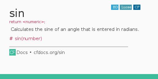 sin Code Examples and CFML Documentation