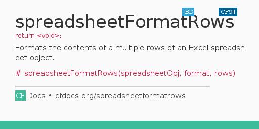 Spreadsheetformatrows Code Examples And Cfml Documentation 7525