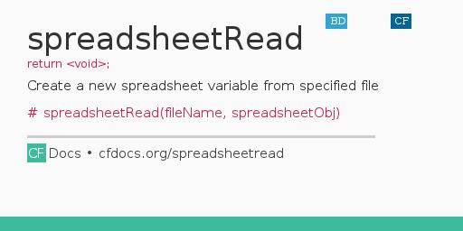 spreadsheetRead Code Examples and CFML Documentation