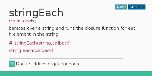 stringEach Code Examples and CFML Documentation