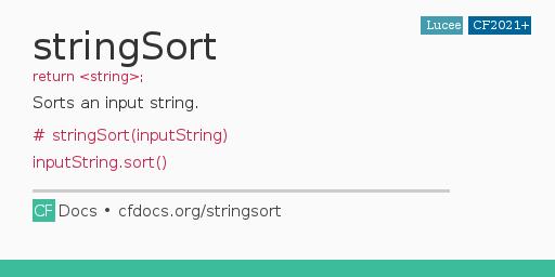 stringSort Code Examples and CFML Documentation