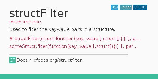 Structfilter Code Examples And Cfml Documentation 