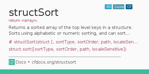 Structsort Code Examples And Cfml Documentation 