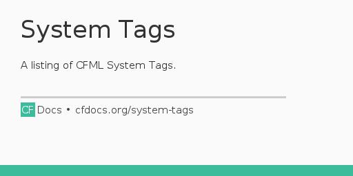 System Tags CFML Documentation