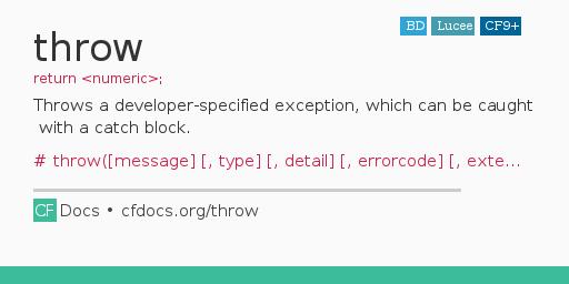 throw Code Examples and CFML Documentation