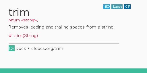 trim Code Examples and CFML Documentation