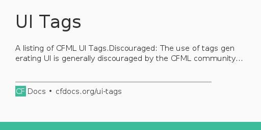 UI Tags CFML Documentation