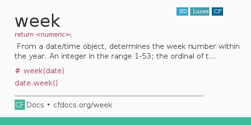 week Code Examples and CFML Documentation