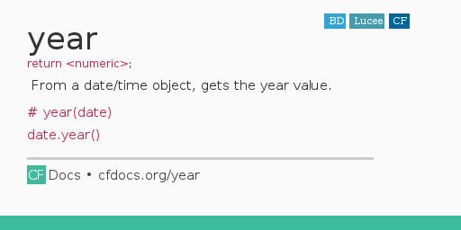 year Code Examples and CFML Documentation